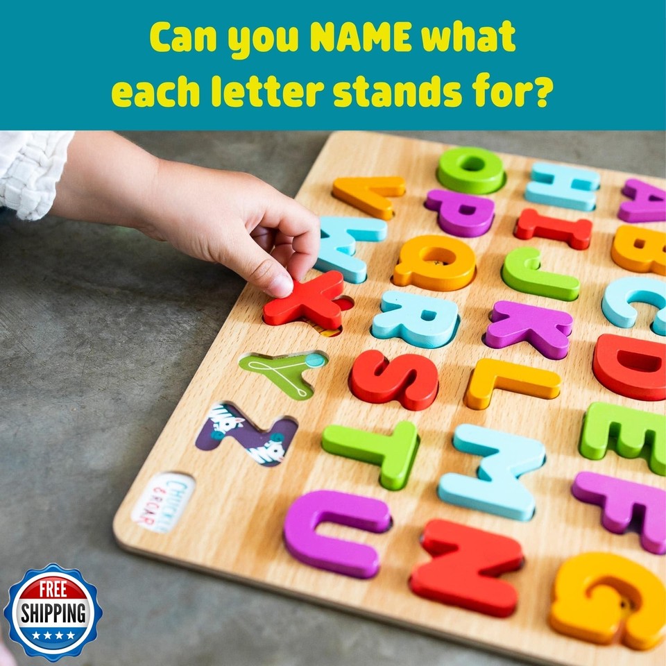 Chuckle and Roar Wooden Puzzle ABC and 123 Theme 2 Pack | eBay