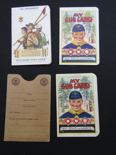 3 Vintage 1940’s BSA Boy Scouts Cards, My Cub Card, Norman Rockwell w ...