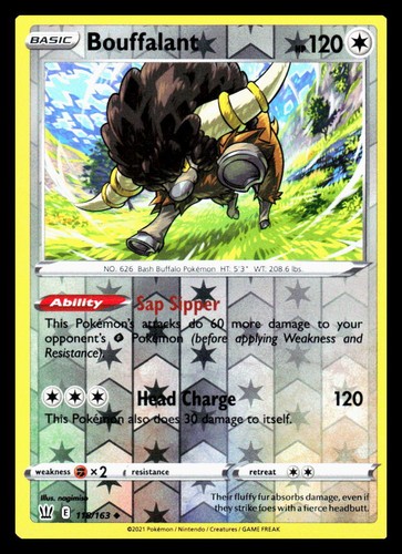 Bouffalant 118/163 Reverse Holo 2021 Pokemon Battle Styles LP | eBay