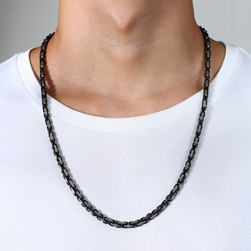 Mens Stainless Steel 4/5/6/8mm Byzantine Box King Chain Necklace ...