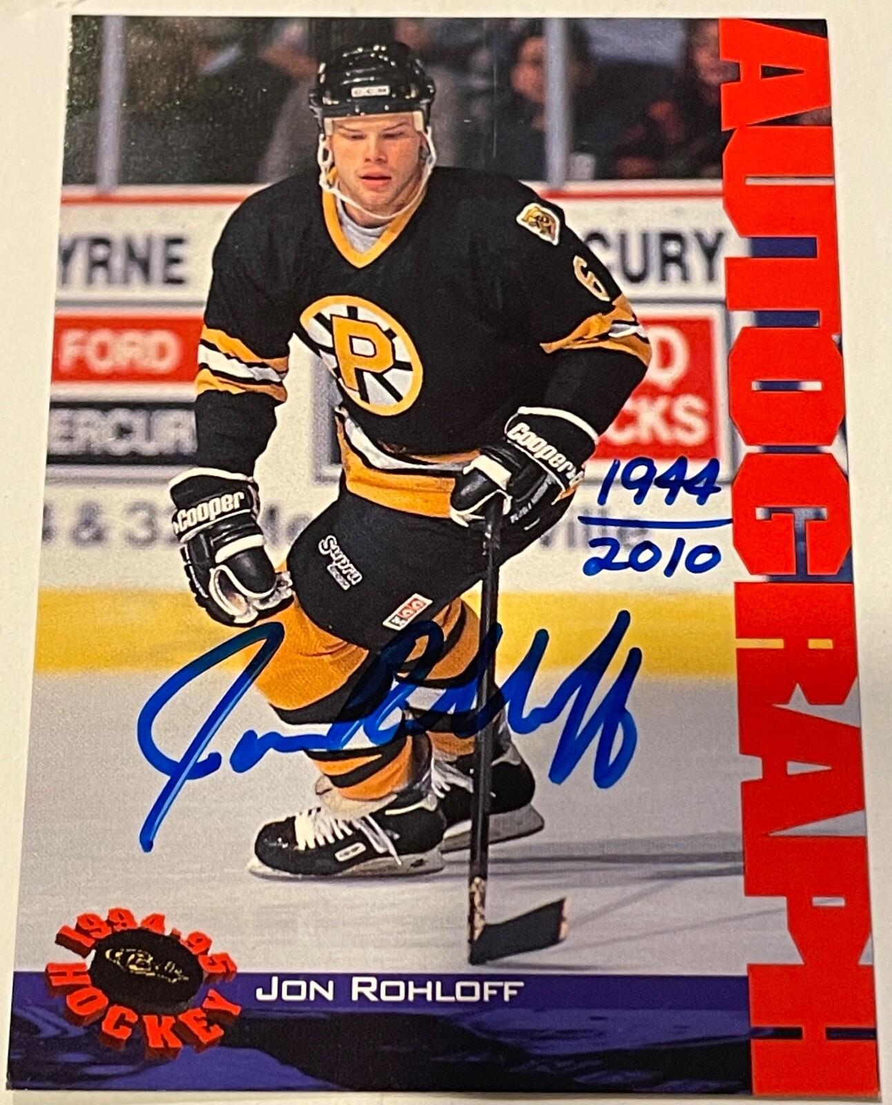 1994-95 Classic Hockey Autograph Rookie Card Jon Rohloff 1944/2010 | eBay