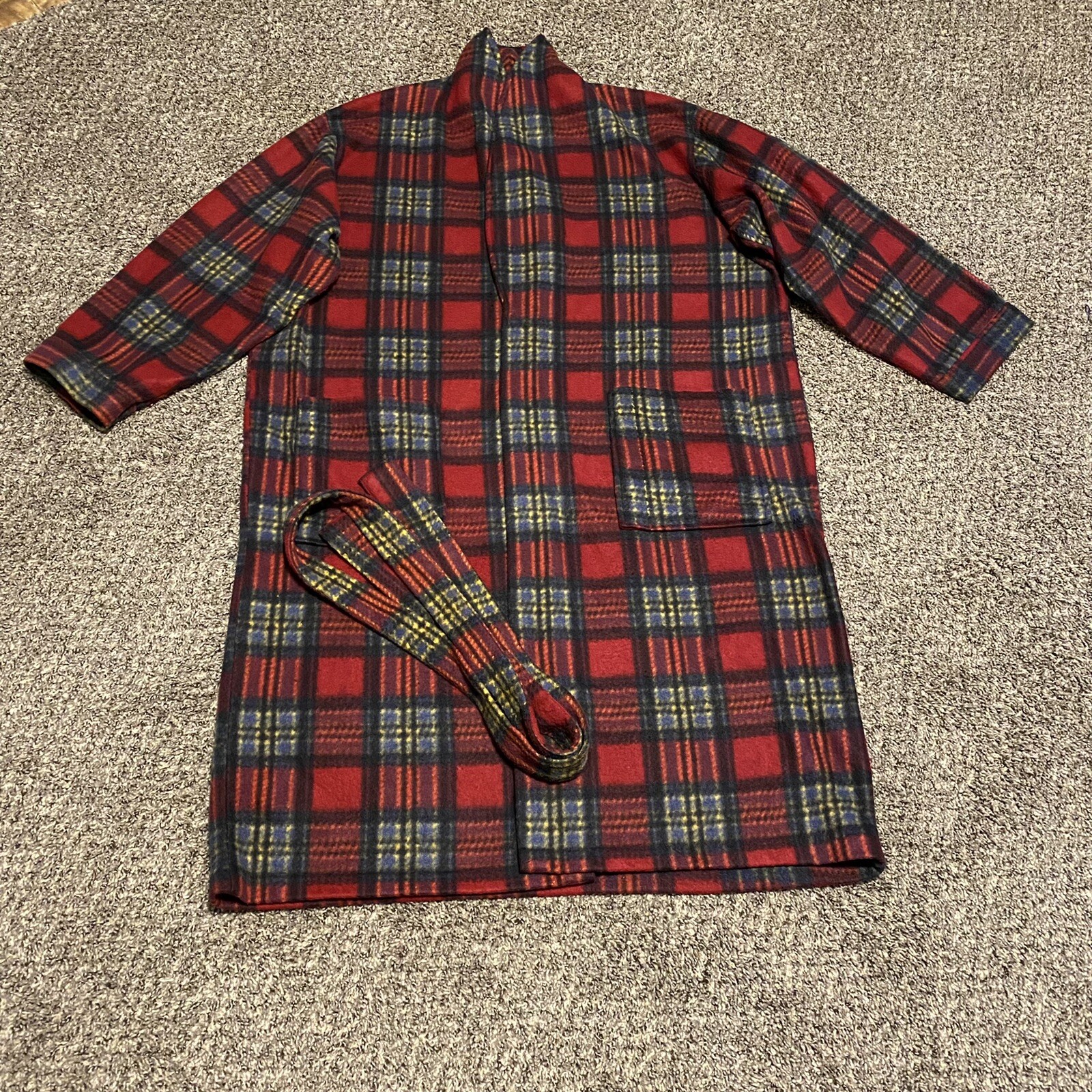 Christian Dior Robe De Chambre Red Plaid Fleece Robe … - Gem