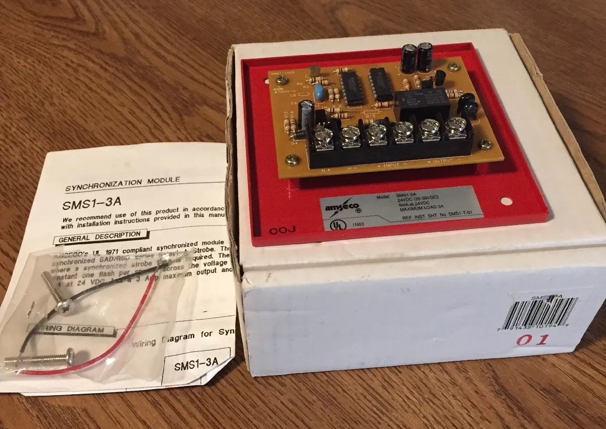 Amseco SMS1-3A Fire Alarm Synchronization Module, Red | eBay