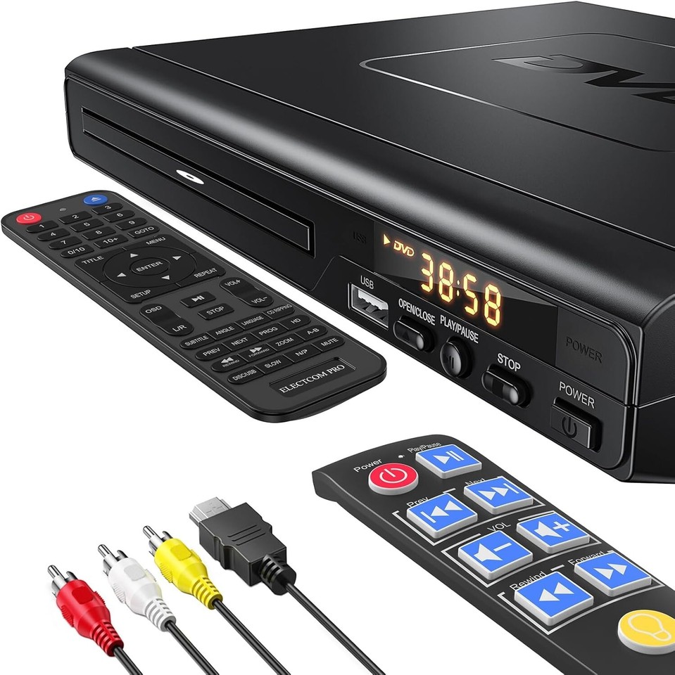 DVD Player HDMI RCA Region Free Large Buttons Remote for Elderly All ...