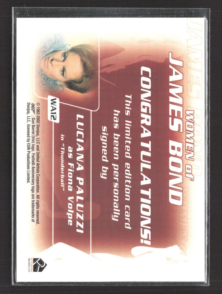 Rittenhouse Women of James Bond Luciana Paluzzi as Fiona Volpe Auto # ...