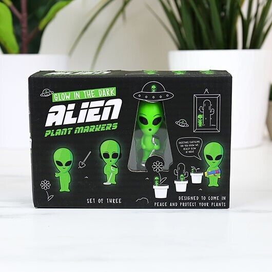 3pk Alien Statues Mini Plant Pot Glow in Dark Garden Planter Decoration ...