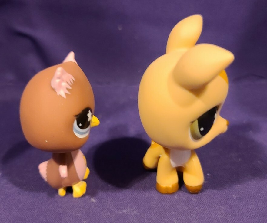 Authentic Littlest Pet Shop LPS 634 635 Deer Owl FLOWER Eyes Bambi ...