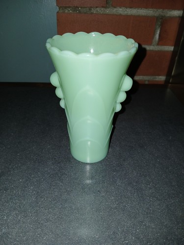 Vintage JADITE JADEITE Anchor Hocking FIRE KING Glass Vase ART DECO | eBay