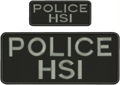POLICE HSI embroidery patch 4x10 2x5 inches hook GREY AND BLACK | eBay