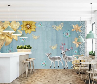 3D Fawn Flower ZHU5808 Wallpaper Wall Mural Removable Self-adhesive Zoe ...