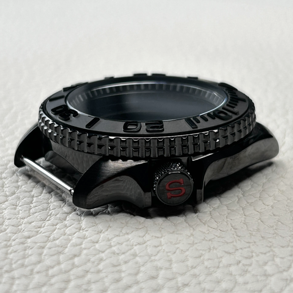 42mm Black Steel 5ATM Ceramic Watch Case PVD 3'8 Crown Mod Fit NH35 ...
