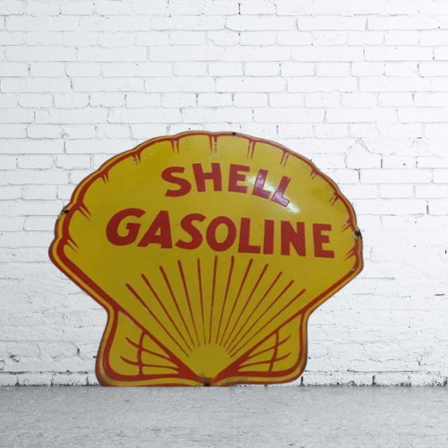 Shell Gasoline: Advertising Porcelain Enamel Heavy Metal Sign 30 Inches ...