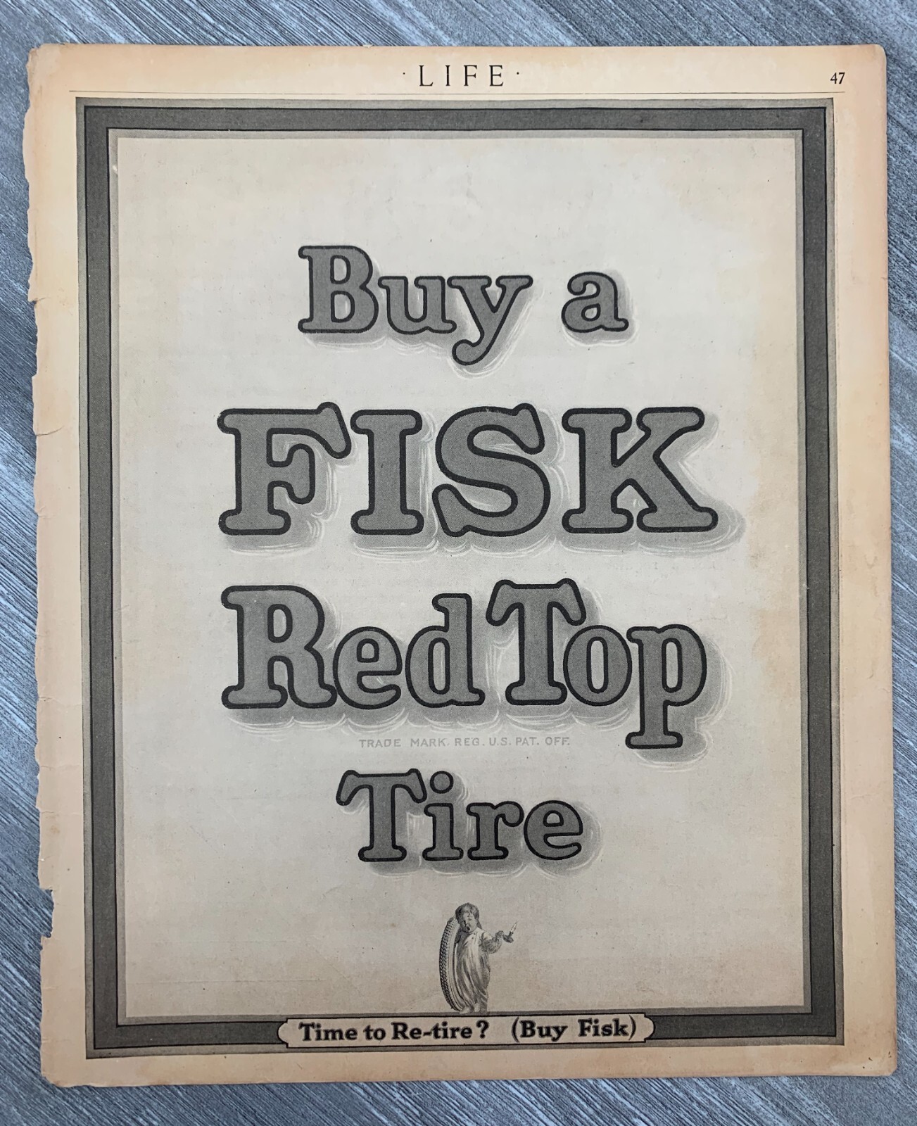 1916 FISK TIRE SERVICE 9x11" Automotive PRINT AD Buy a Fisk Red Top ...