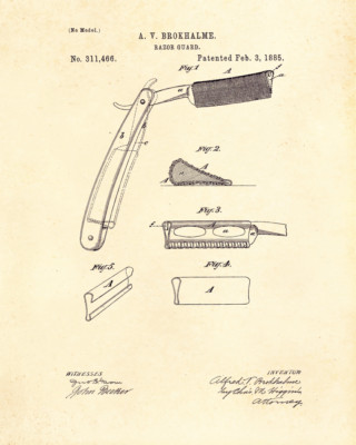 Decoration POSTER print.Vintage Patent.Razor.Shave.Home Room interior ...
