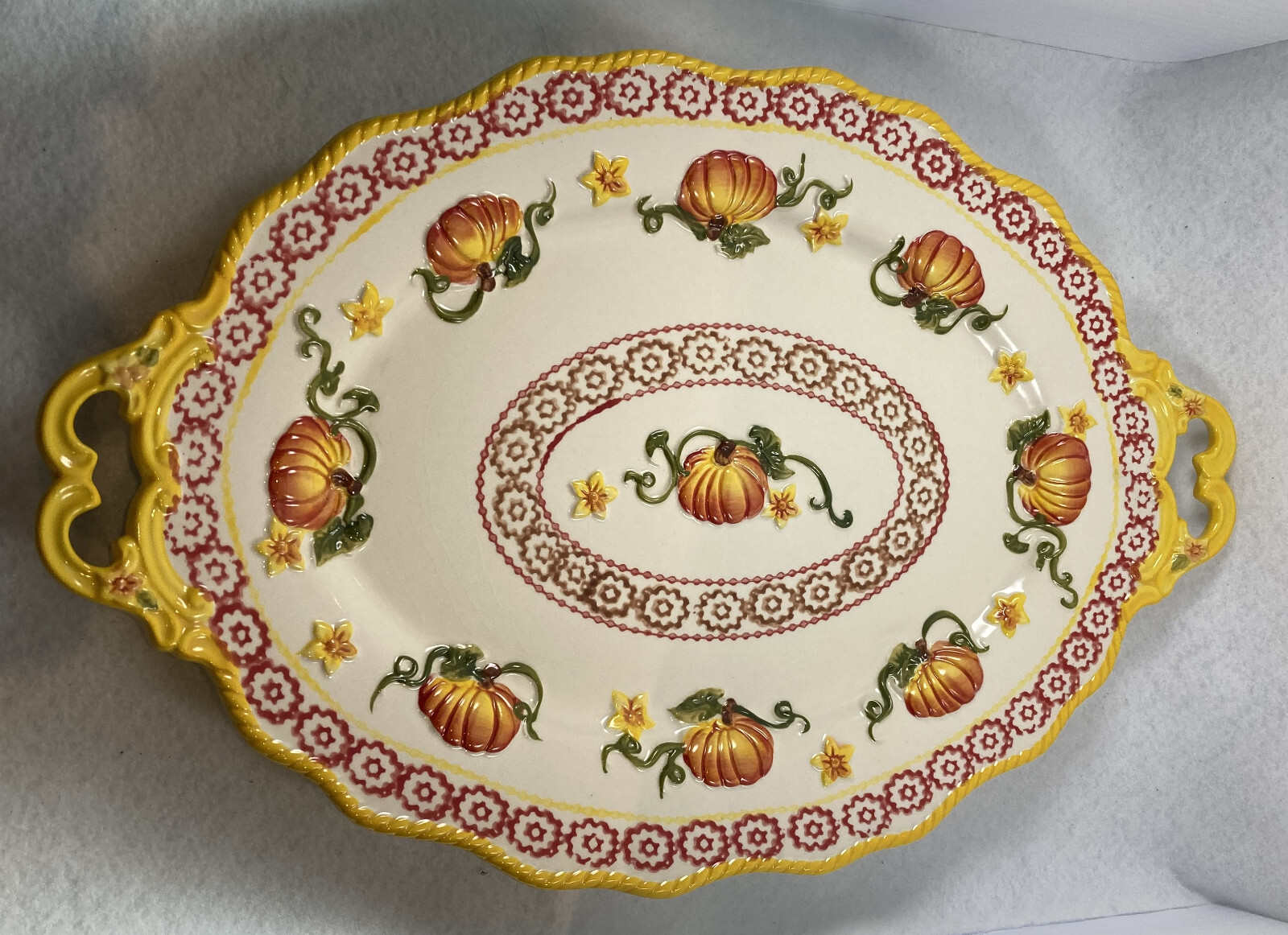 Temp-Tations Pumpkin Patch Ceramic Oval Serving Platter 18.2x12in | eBay