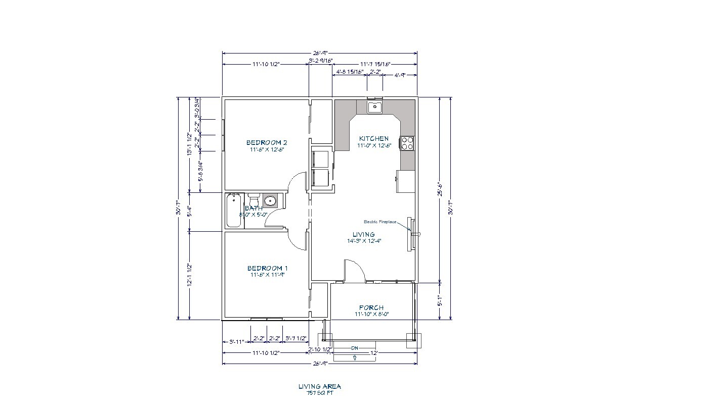 Custom 2 Bedroom 1 Bath House Plans 757 sqft Plan #2202 | eBay