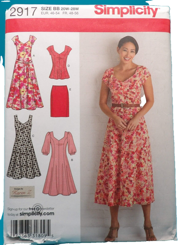 SIMPLICITY Sew Pattern 2917 Misses Dress, or Tunic Skirt & Belt SZ 20 ...