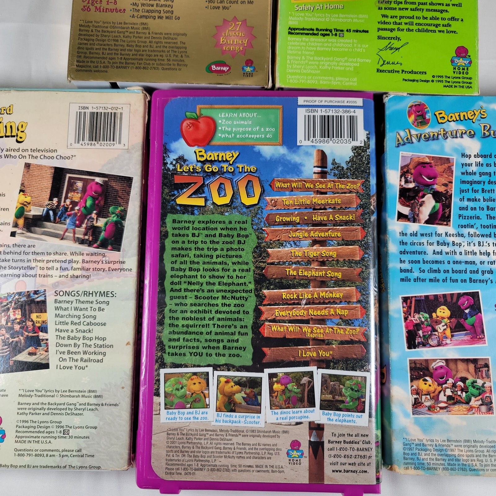 Lot of 5 Barney VHS Tapes Lyons Vtg 1990s Barney the