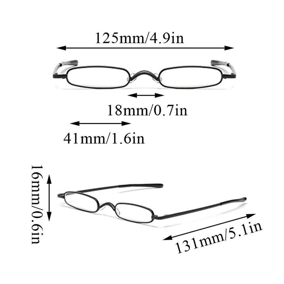Portable Mini Pocket Reading Glasses Metal Small Eyeglasses Case +1.0~4 ...