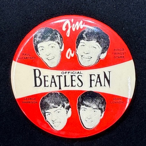 64 The Beatles Button Pin "I'm a official Beatles fan" 1.75" Barback ...