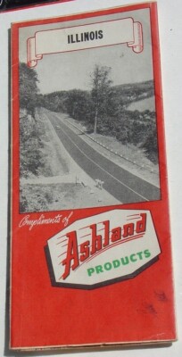 Vintage Ashland Oil Products Compliment Road Map State of Illinois | eBay