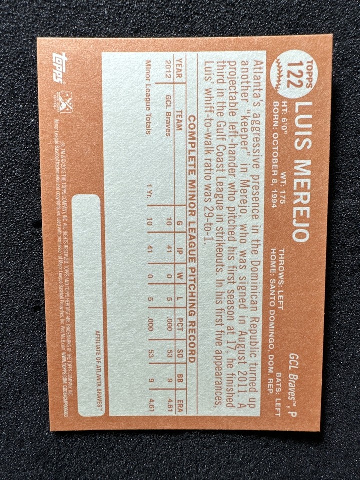 LUIS MEREJO #122 2013 Topps Heritage Minor League Edition QTY Rookie ...