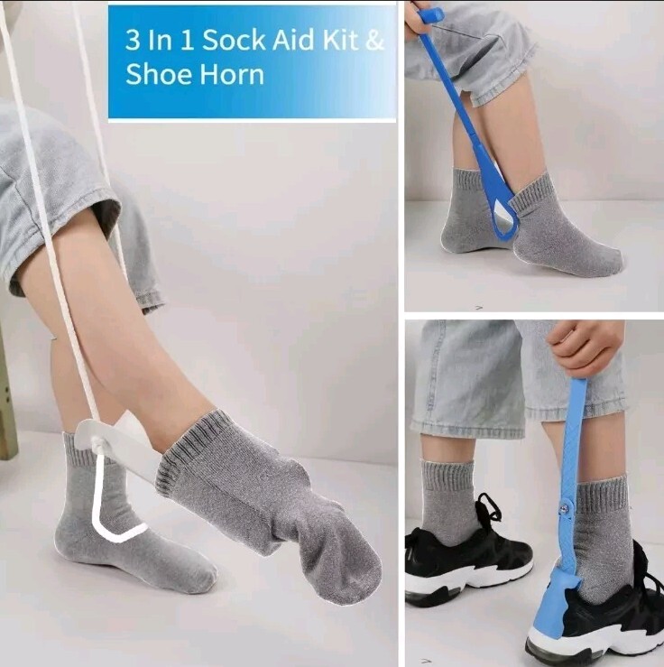 3 Pieces Sock Aid Kit, Easy on/off Sock Slider Plastic Shoe Horn and ...