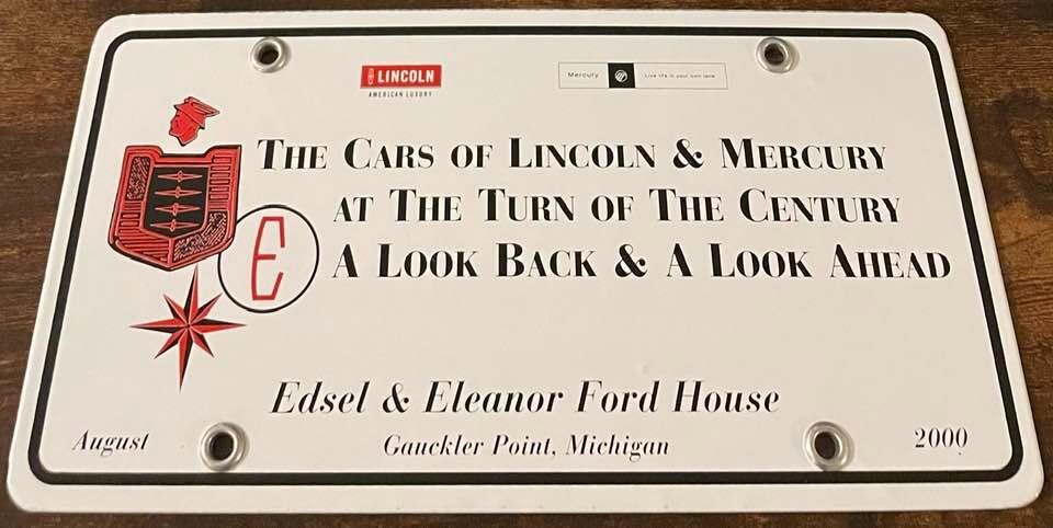 Lincoln Mercury Booster License Plate MI Edsel Eleanor Ford House ...