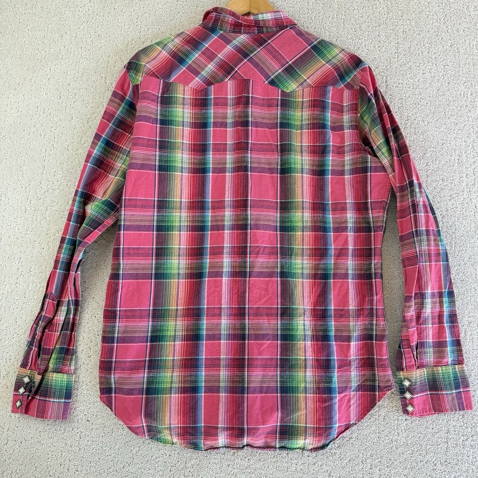 Vintage Polo Ralph Lauren Plaid Western Snap Shirt Men’s M Retro Preppy ...