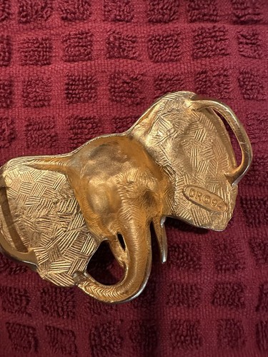 Vintage DOREEN RYAN 1994 Matte Gold Tone ELEPHANT Belt Buckle 4" | eBay
