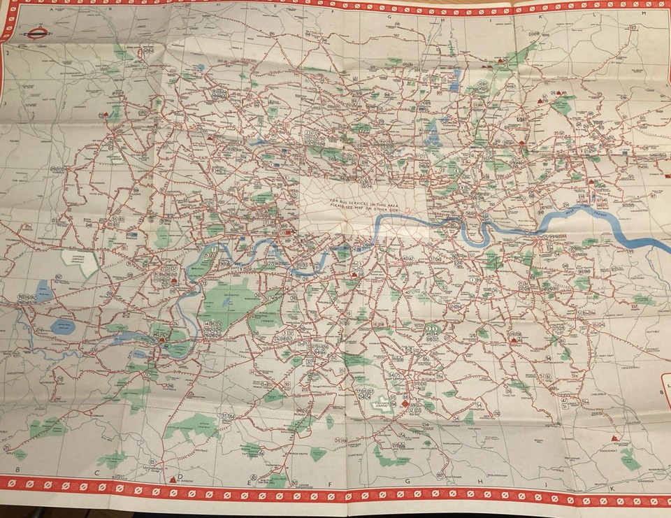 January 1949 London Transport Bus Maps Printing ref. 949 see below for ...