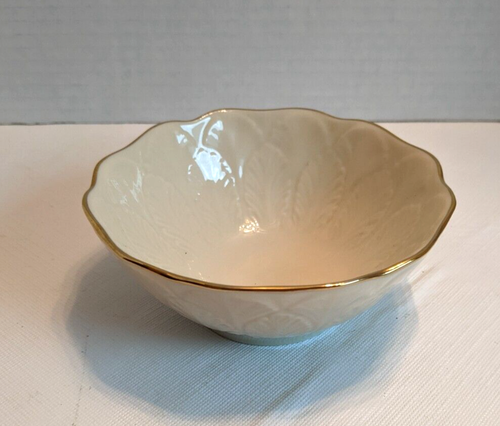 Lenox Leaf Pattern Scalloped Gold Edge Bowl 4.5 Inch | eBay