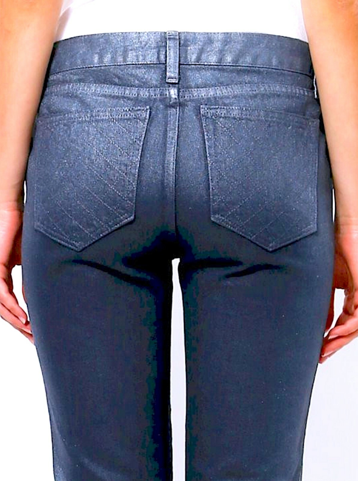 CHANEL Shimmery Metallic Pearlescent BLUE Jeans (RARE) - Gem
