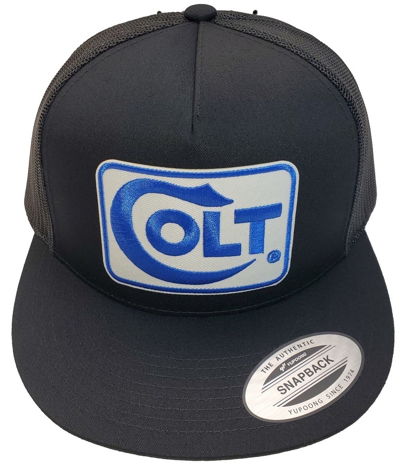 Colt Patch on Yupoong Trucker Hat YP Classic 6006 Snapback Black/Black | eBay