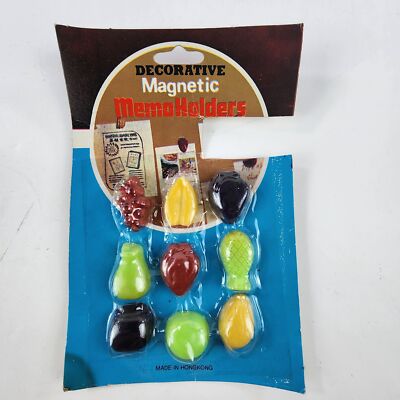 Decorative Magnetic Memo Holders, Frig Magnets, Fruit, New Old Stock ...
