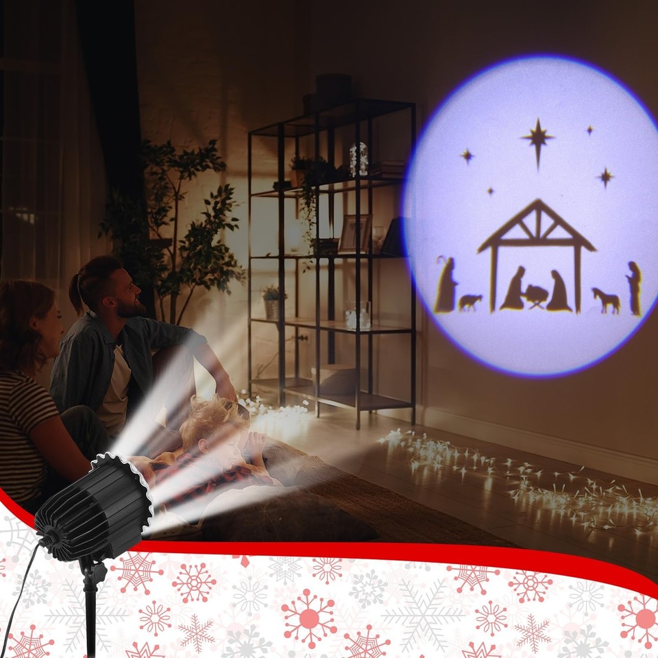 Tuanse Christmas Nativity Outdoor Projector Rotating Nativity Scene ...