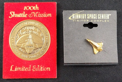 Lot of 2 100th Space Shuttle Mission 1981-2000 Coin & Kennedy Lapel Hat ...