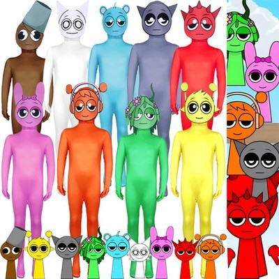 Cosplay Incredibox Sprunki Kids Fancy Jumpsuit Headwear Mask Costume ...