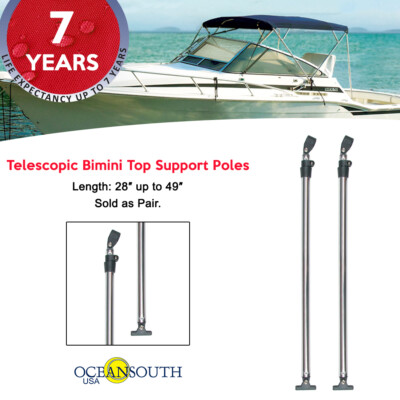 Telescopic Bimini Top Support Poles Aluminium 2' - 4' w/ mounts fits ...