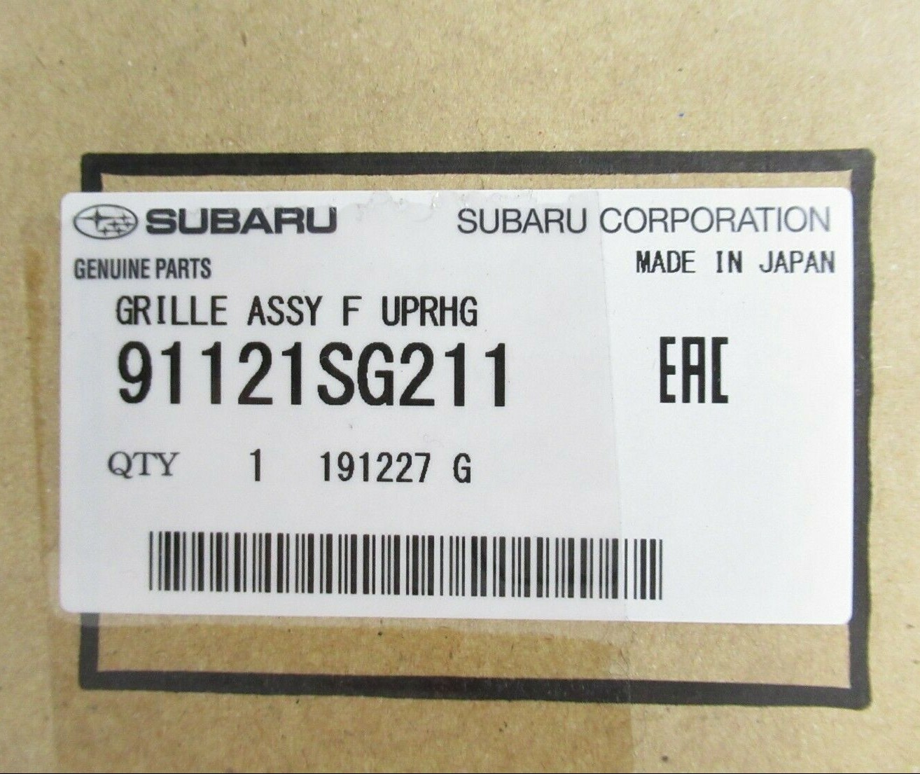 Genuine OEM Subaru 91121SG211 Front Upper Grille Molding 2017-2018 ...