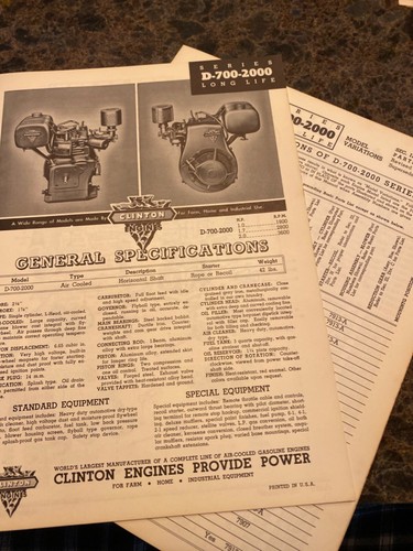 clinton engine d700 2000 illustrated parts list,antique clinton engine ...