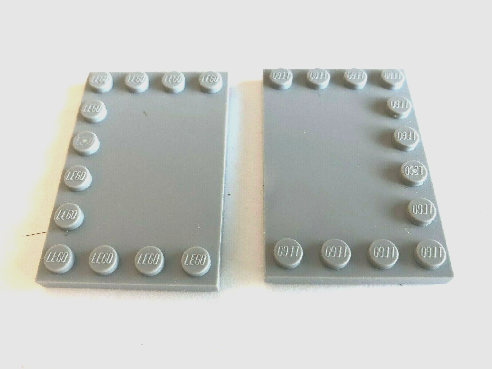 LEGO Parts: 4x6 Plate w/ Flat Center, Studs On 3 Edges, Lt Bl Gray ...