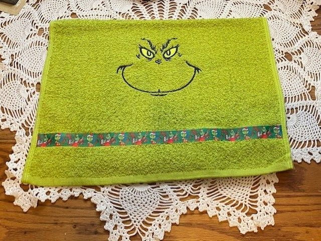Classic Grinch Kitchen Home Crafted Machine Embroidered Dish Towel | eBay