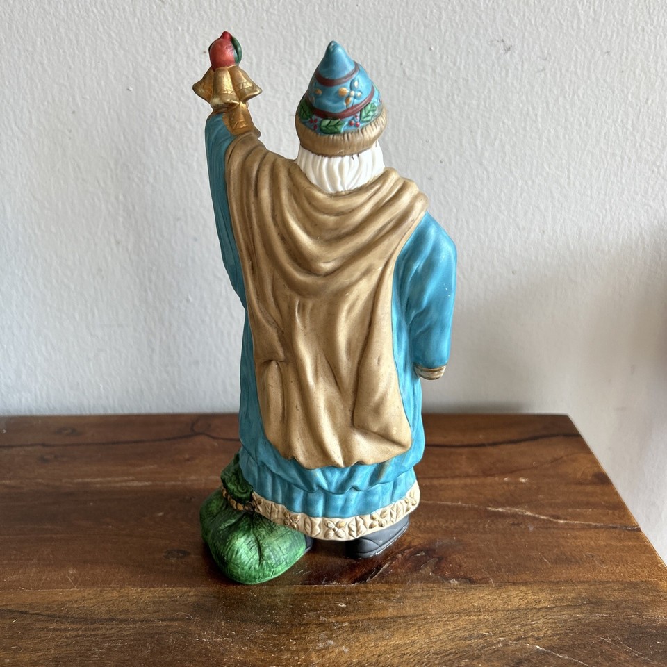 Traditions Old World Ceramic Figurine Santa Claus St Nick Blue Coat ...