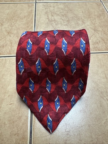ROBERT TALBOTT Studio Men's Silk Necktie USA Designer Geometric Red Blue Tie | eBay