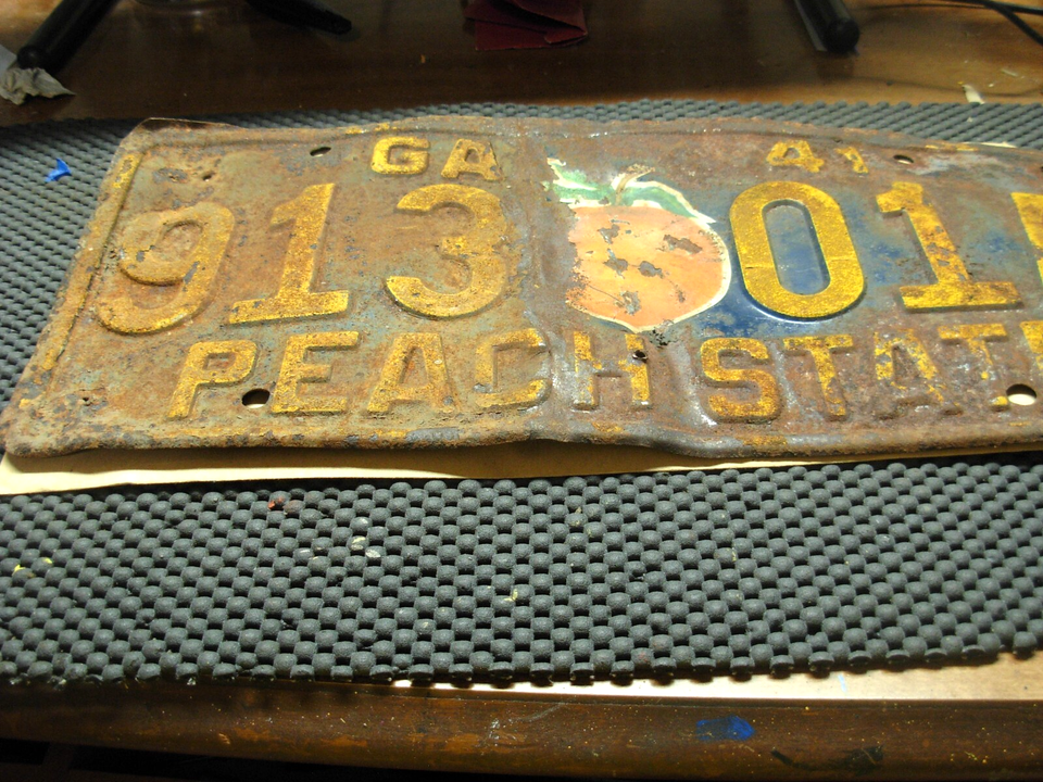 LICENSE PLATE GEORGIA 1941 913 PEACH 01A ART CRAFTS DECOR RUSTIC ...