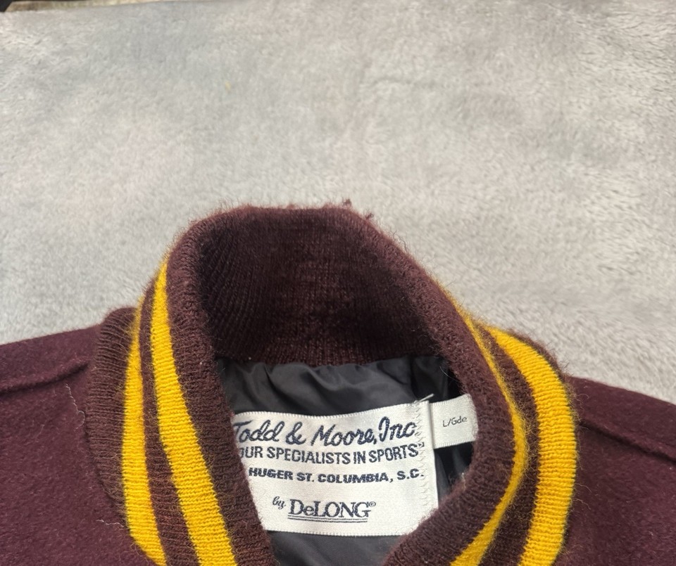 Rare Vintage Delong Letterman Jacket Burgundy Size Large | eBay