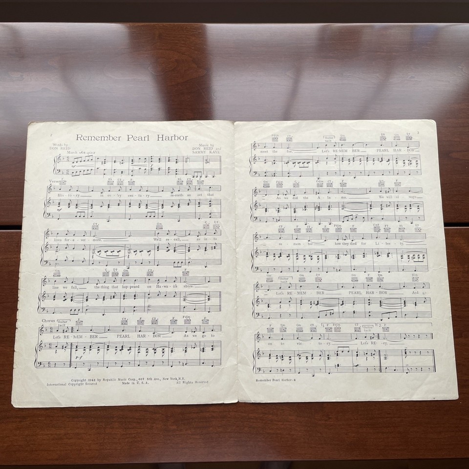 1941 Remember Pearl Harbor Sheet Music from Republic Music Corporation ...
