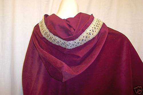 Hooded cape cloak w/trim SCA LARP renaissance costume, 4 colors | eBay
