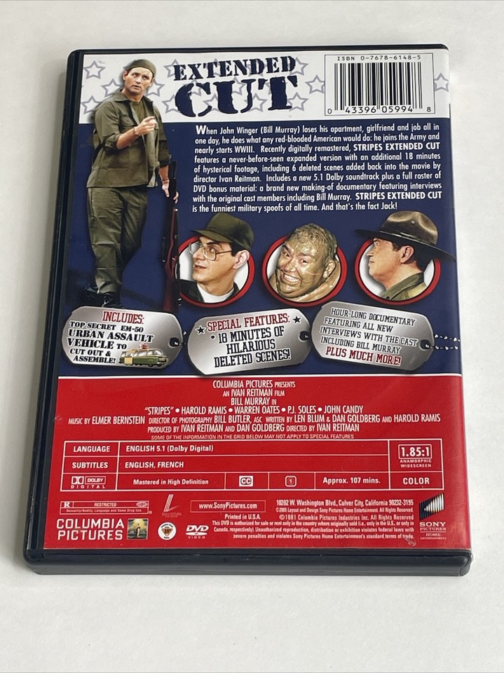 Stripes Extended Cut DVD Bill Murray | eBay